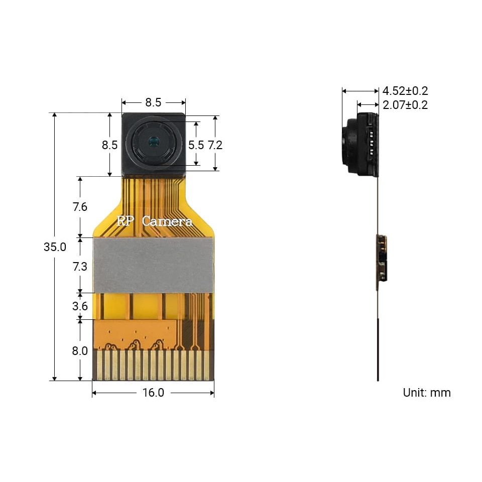 Modul camera mini FPC, Waveshare, 5MP, 2592x1944, 90 FPS, Comaptibil cu ...