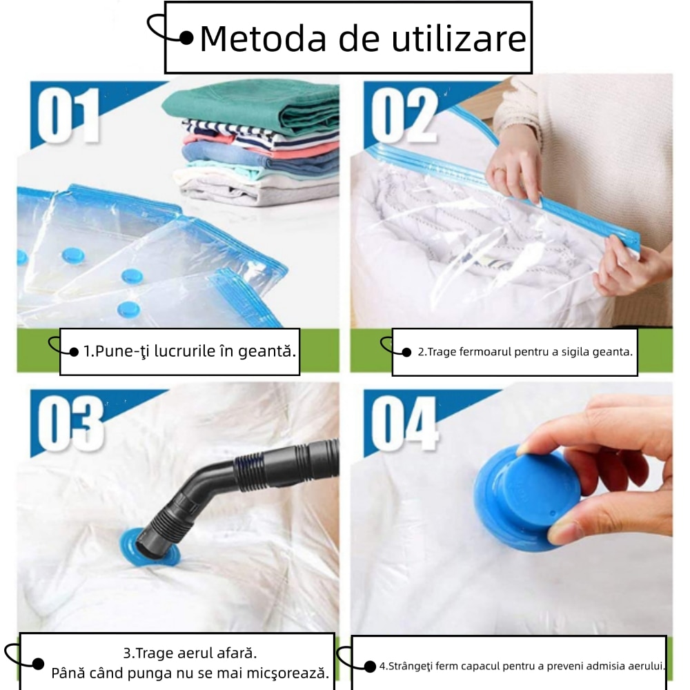 Set 10 saci vidare, Marimi diferite, Albastru, MunDeir®, 100*80cm、80 ...