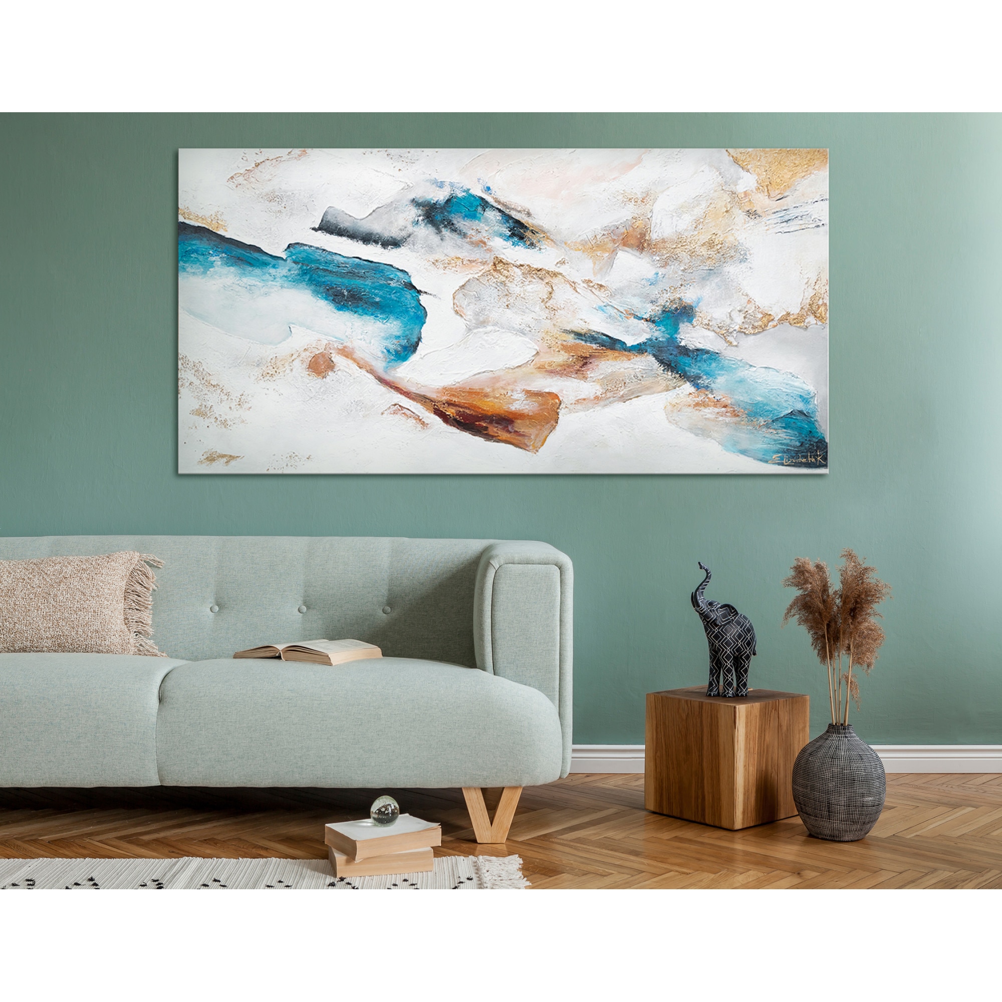 Tablou abstract, texturat "Smarald" 120x60cm - eMAG.ro