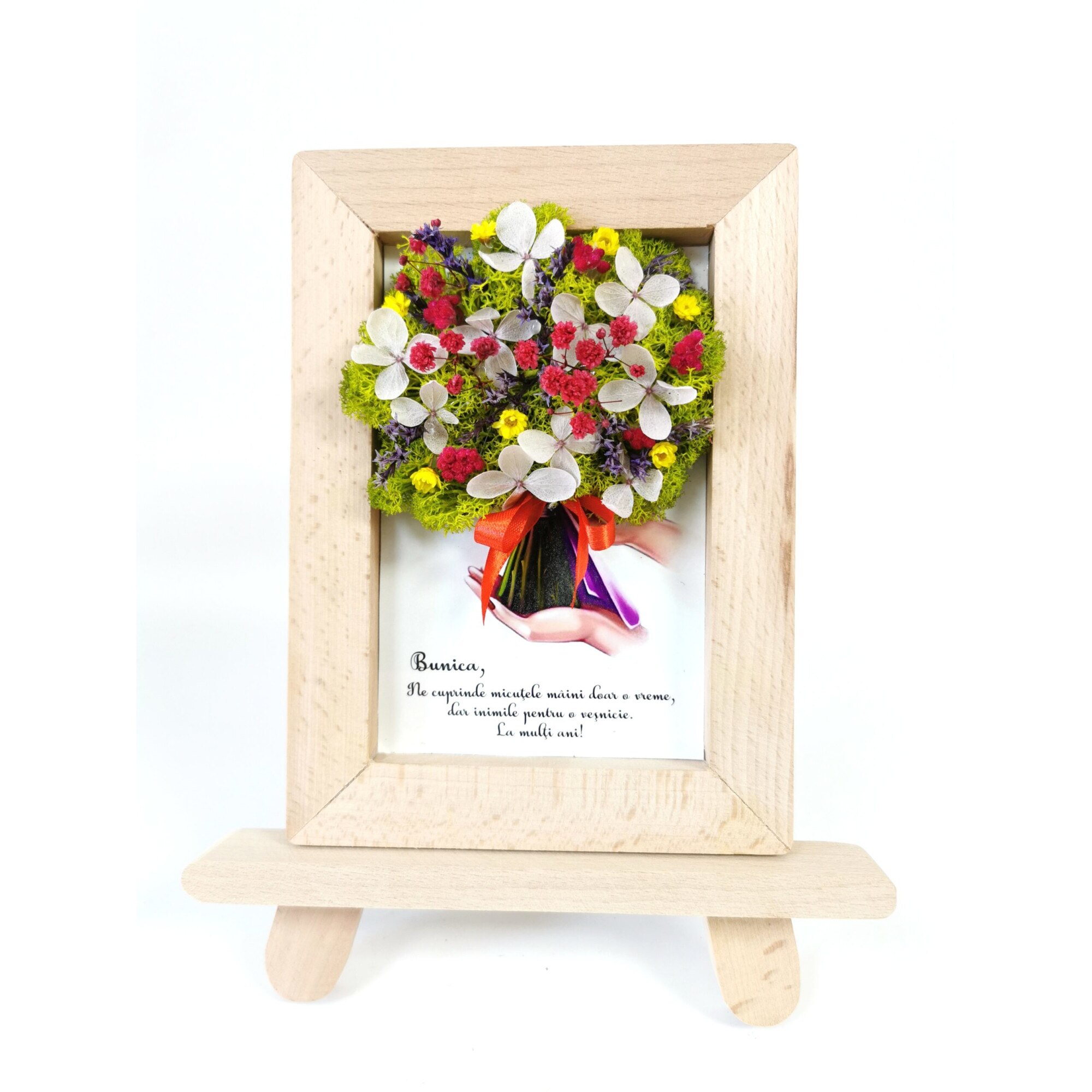 Rama cu sevalet din lemn cu licheni stabilizati si cu mesaj pentru ...