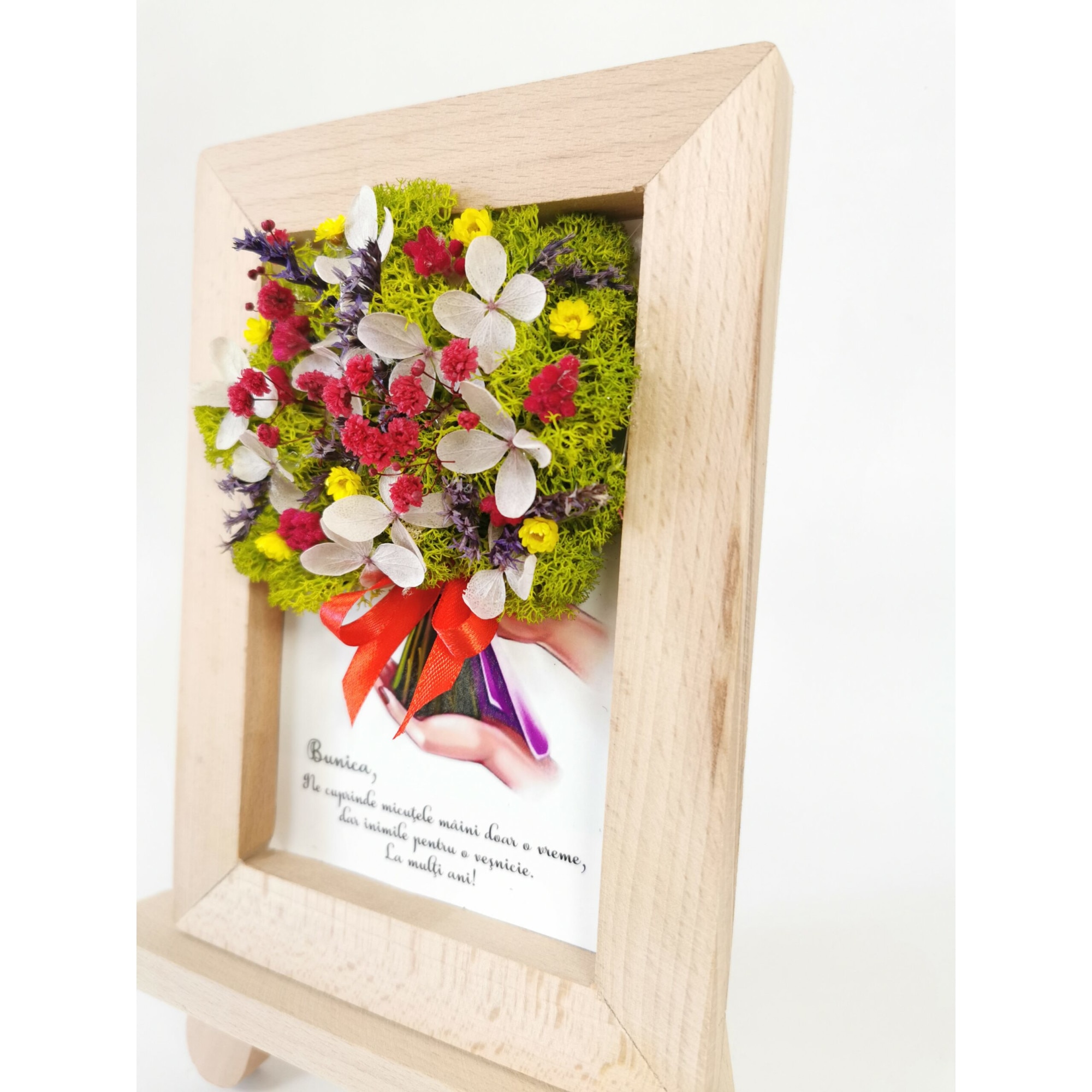 Rama cu sevalet din lemn cu licheni stabilizati si cu mesaj pentru ...