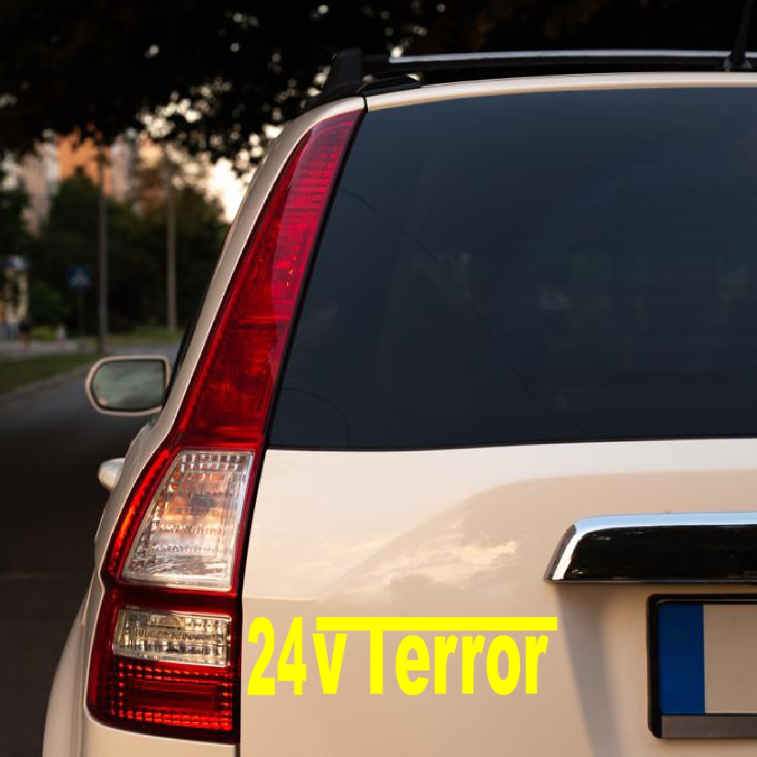 Sticker decorativ perete, geam si auto, 24v terror, Galben, 25 cm - eMAG.ro