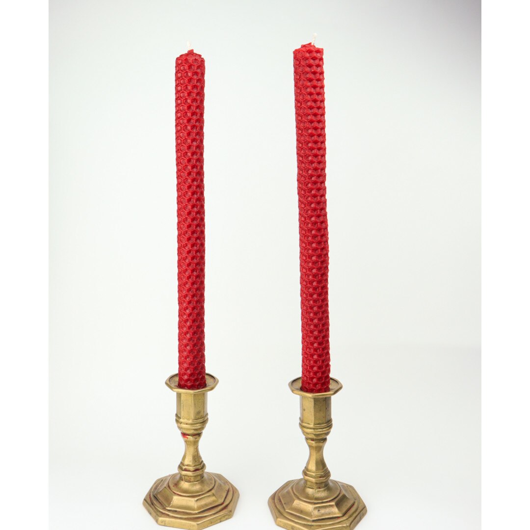 Set 3 Lumanari rosii din ceara naturala de albine, 2x26 cm - eMAG.ro