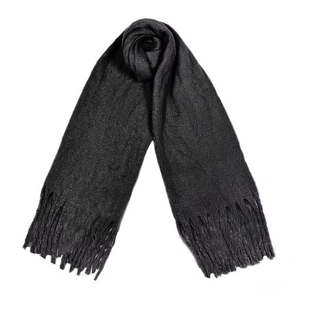 Esarfa neagra cu ciucuri lungi 185x60cm 305gr - eMAG.ro