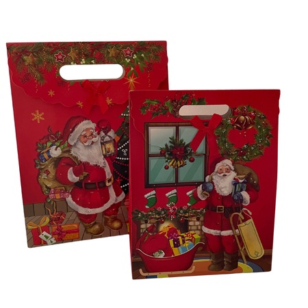 Pungi de cadou cu Mos Craciun, gen plic, cartonate, 38 x 29 x 14 cm, 12 ...