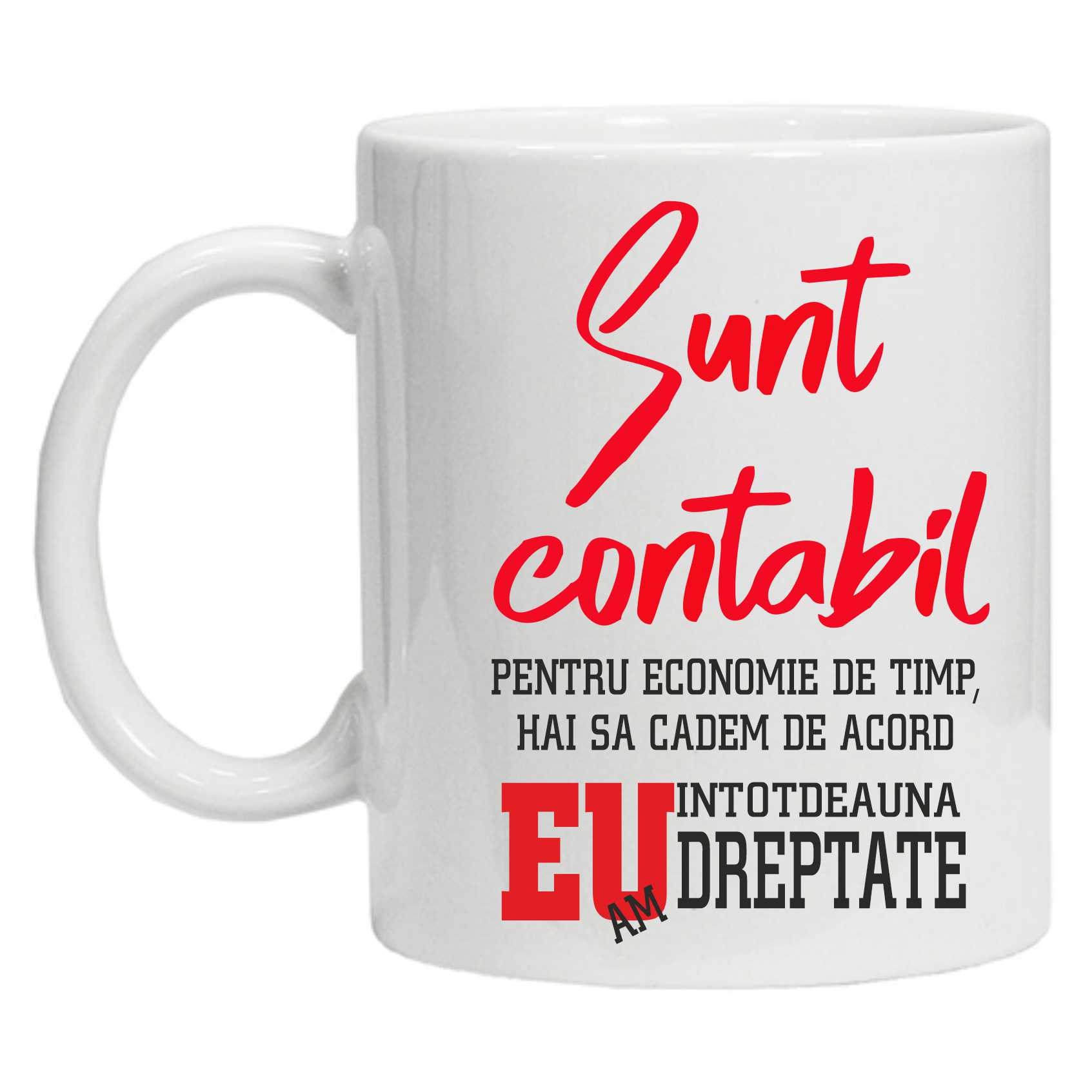 Cana inscriptionata cu textul "Sunt contabil 1", CRD PRINT, 330ml, alba - eMAG.ro