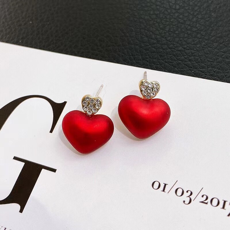 Cercei in forma de inima, S925 Argint, Rosu - eMAG.ro