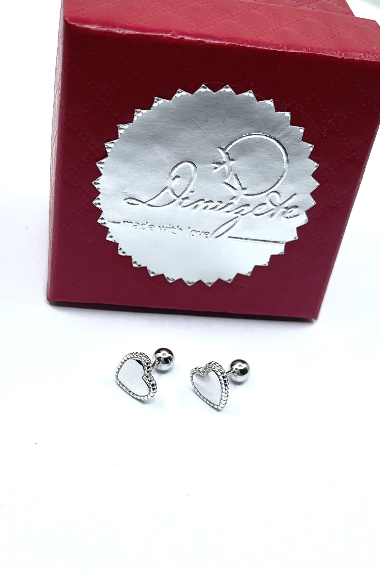Cercei din argint 925 cu surub, simbol inima, Dinuzete - eMAG.ro