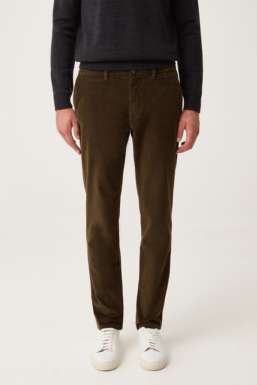 OVS, Pantaloni chino din reiat, Maro, 44 - eMAG.ro