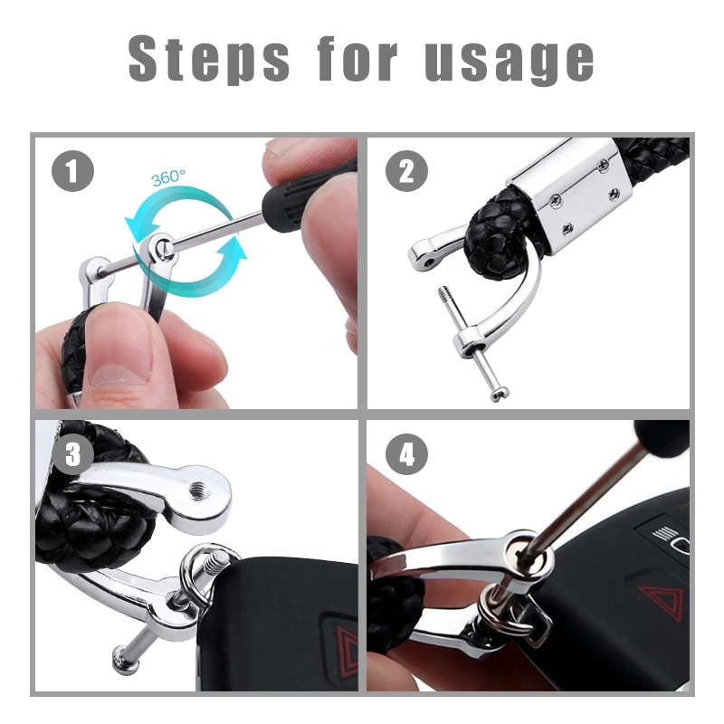 Breloc metalic cu piele impletita si sigla Ford - eMAG.ro