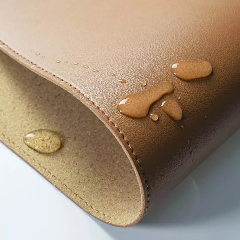 Mousepad pentru protectie birou, din piele PVC, cu doua fete Maro ...