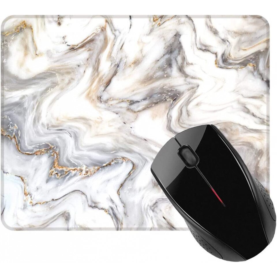 Mousepad Nnakapaka, cauciuc, alb/gri/auriu, 26 x 21 cm - eMAG.ro