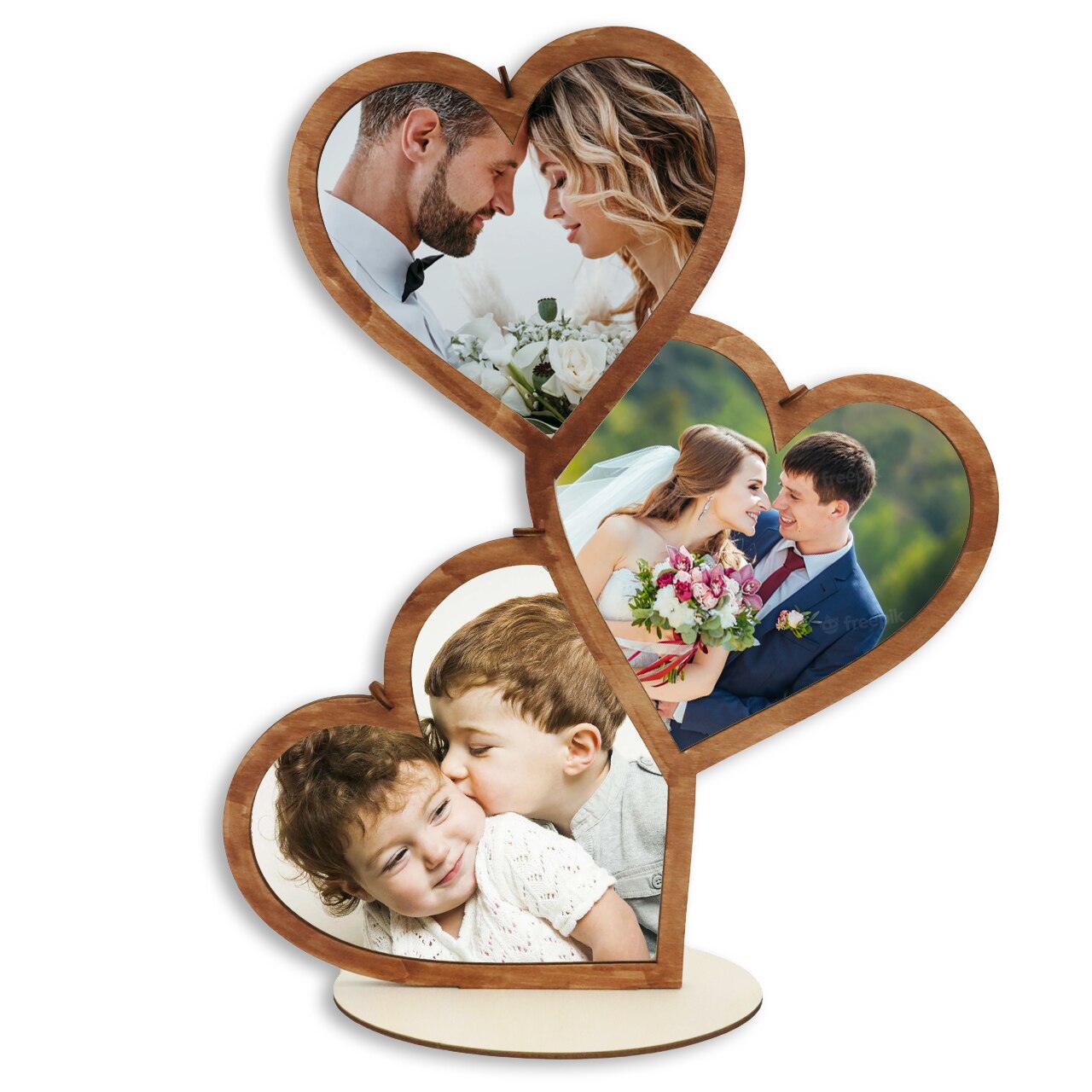 Rama foto tripla, 47x 36 cm, Personalizabila cu text, RM16 model Inimi ...