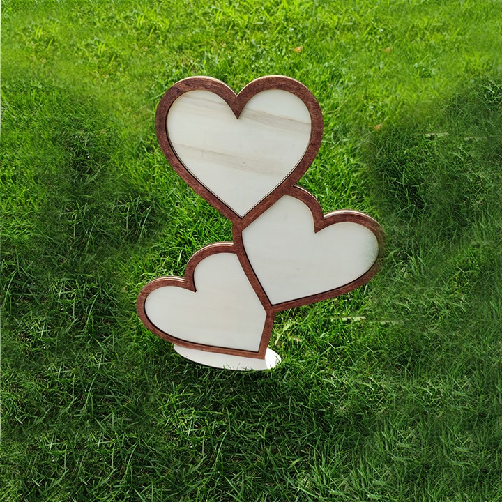 Rama foto tripla, 47x 36 cm, Personalizabila cu text, RM16 model Inimi ...