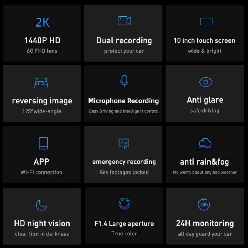 DDPAI Mola E3 камера за кола, предна 1440p, задна 1080p, Full HD, WiFi ...