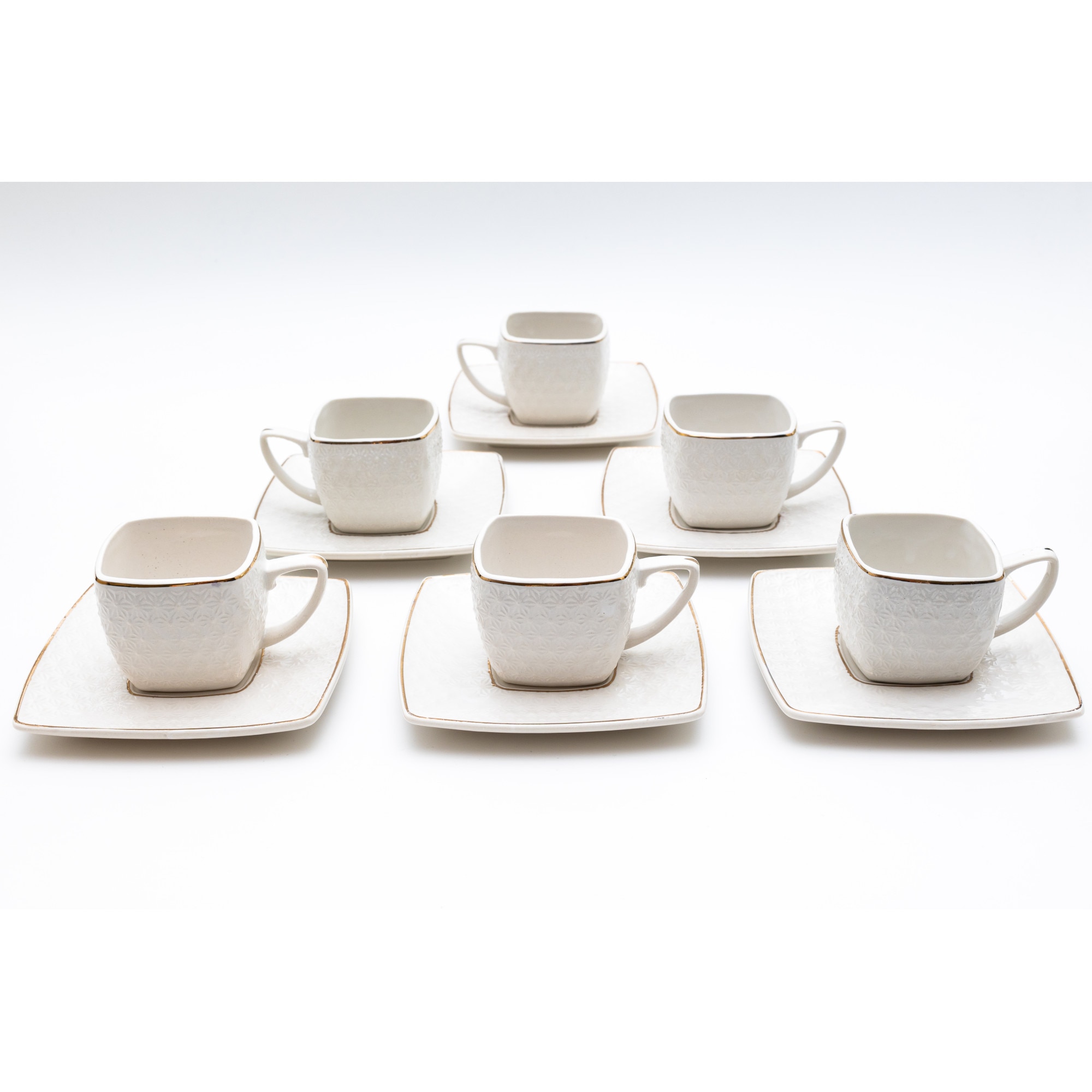Set 6 cesti de cafea cu 6 farfurii din portelan - Design oriental cu ...