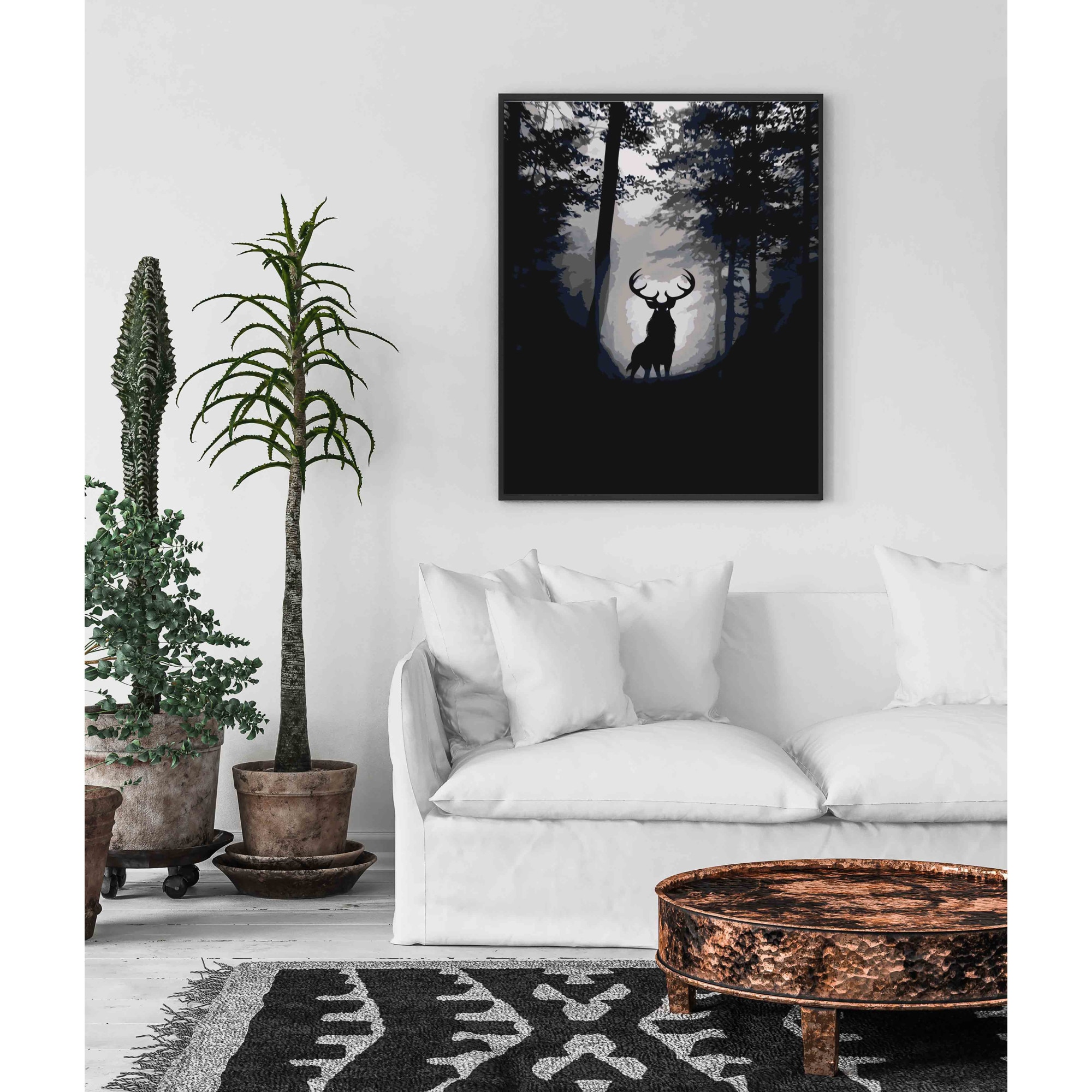 Set pictura pe numere Cerb 3067, panza bumbac pe rama lemn, 40x50 cm ...