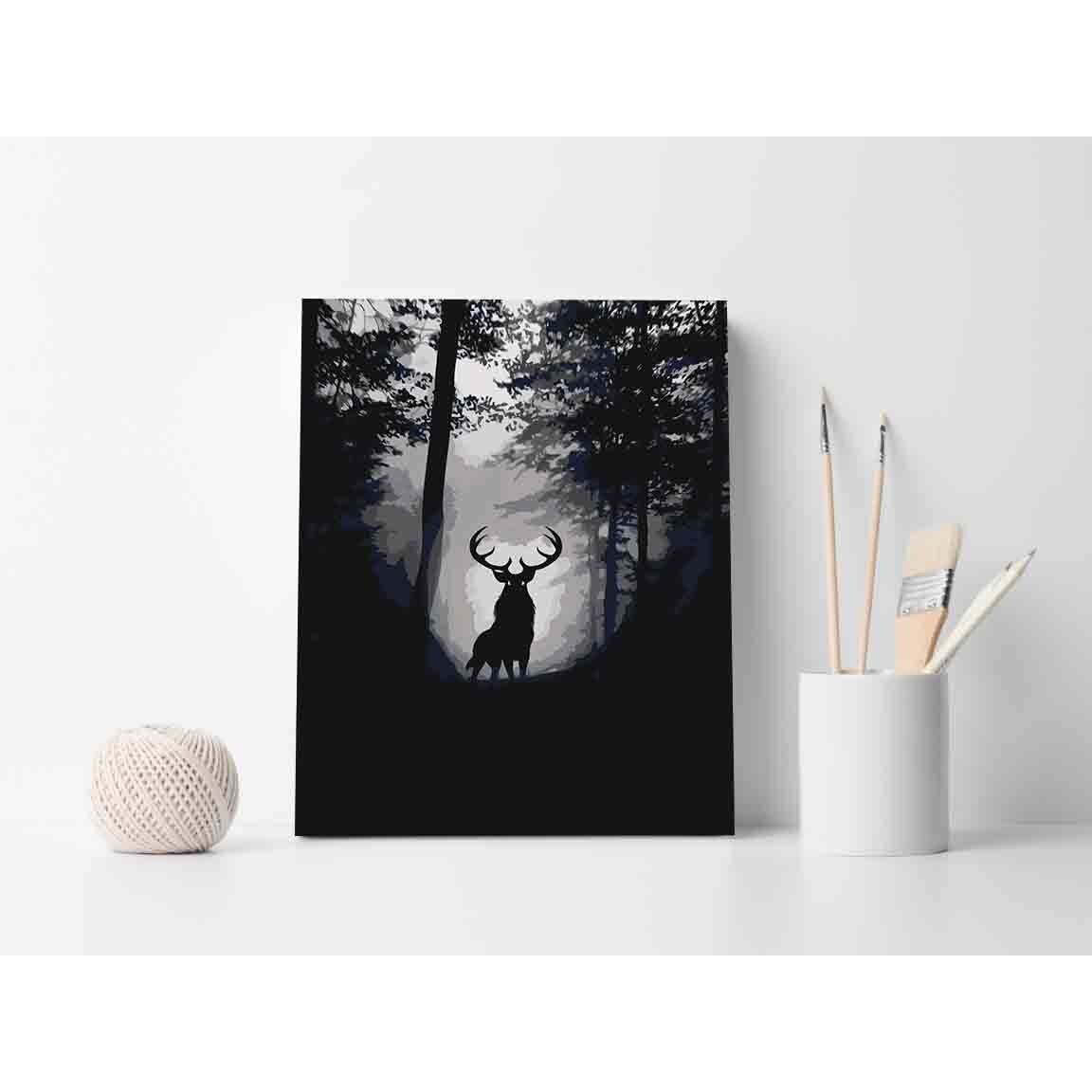 Set pictura pe numere Cerb 3067, panza bumbac pe rama lemn, 40x50 cm ...