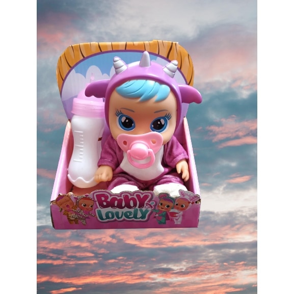 Papusa bebelus plangacios, Baby Lovely, cu biberon si suzeta, BRUNY cu ...