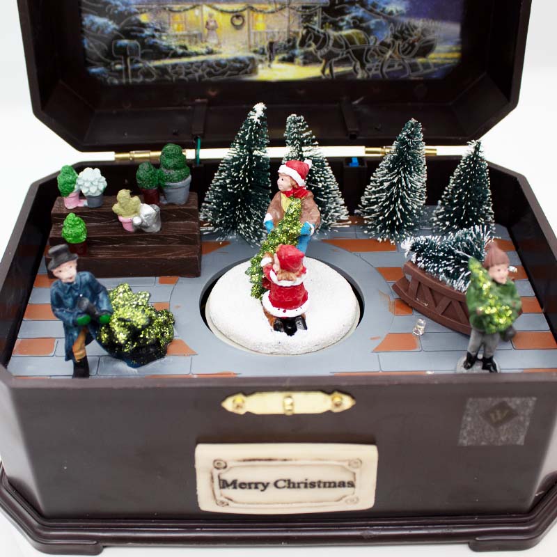 Cutie muzicala cu luminite, decoratiune si muzica de Craciun, maro ...