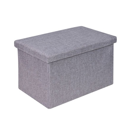 Taburet cu cutie de depozitare, Home, MDF/Poliester, Pana la 70 kg, 45x30x30 cm, Gri - eMAG.ro