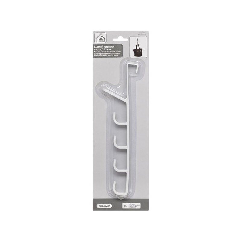 Umeras pentru usa, Home, 5 carlige, Pana la 3 Kg, Plastic, 2x5.5x28 cm ...