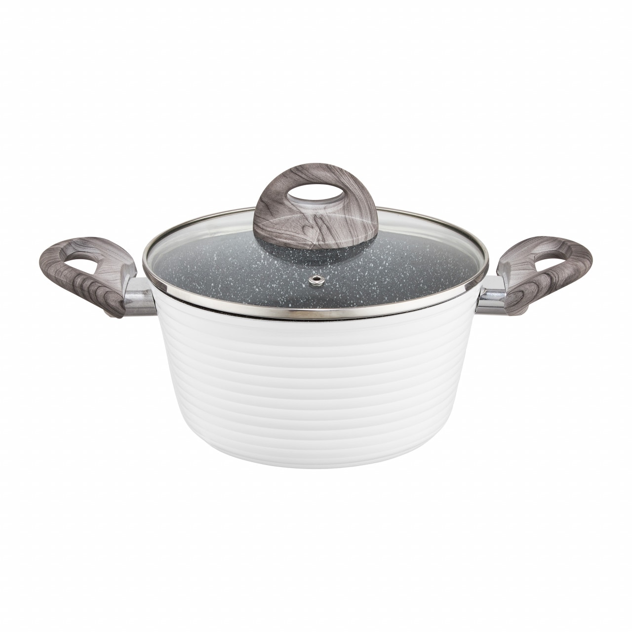 Oala cu capac AMBITION Wavy, 24cm, 4.5L, invelis Qualum Basic Stone ...
