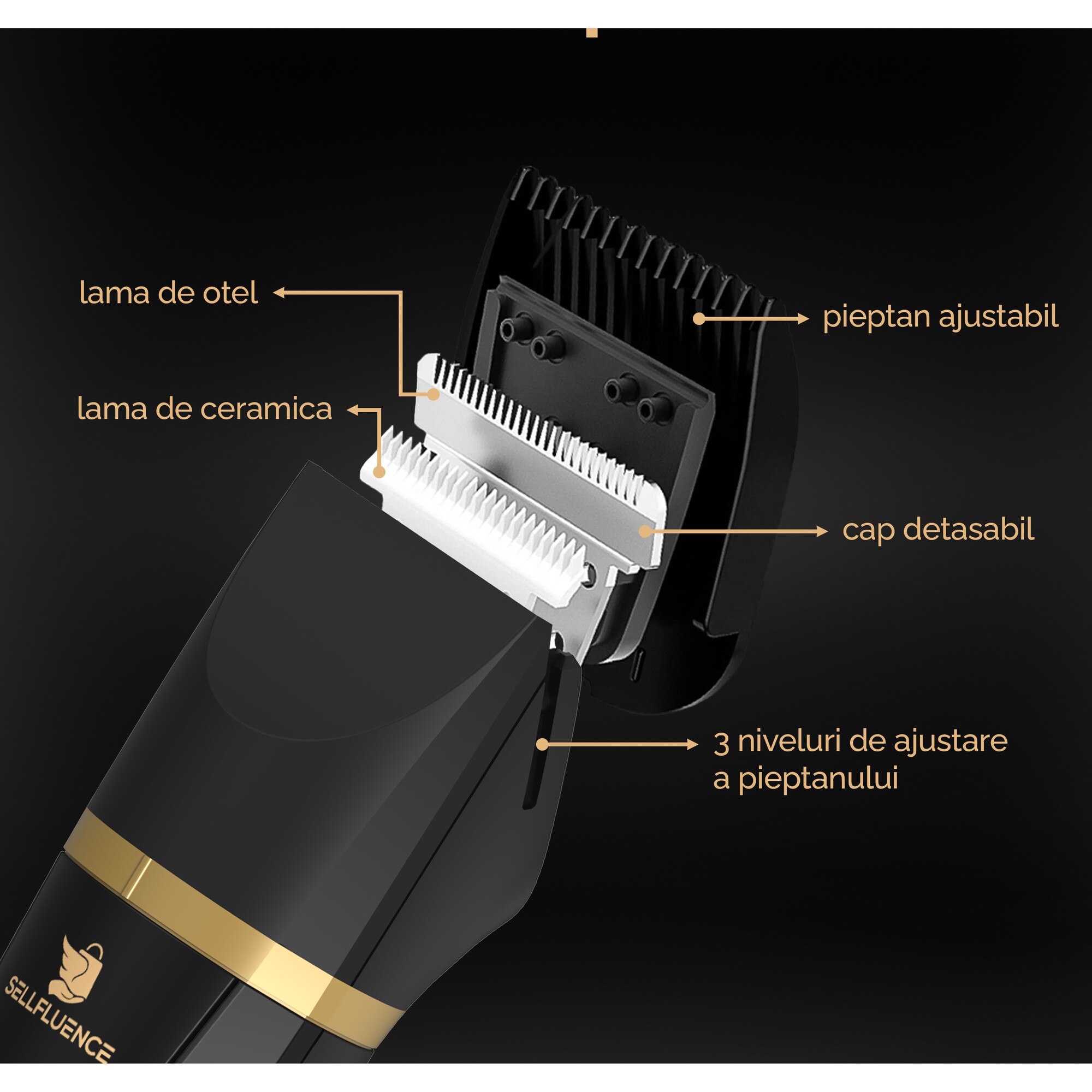 Masina de tuns si aparat de ras, Sellfluence Trimmer 2.0 ...