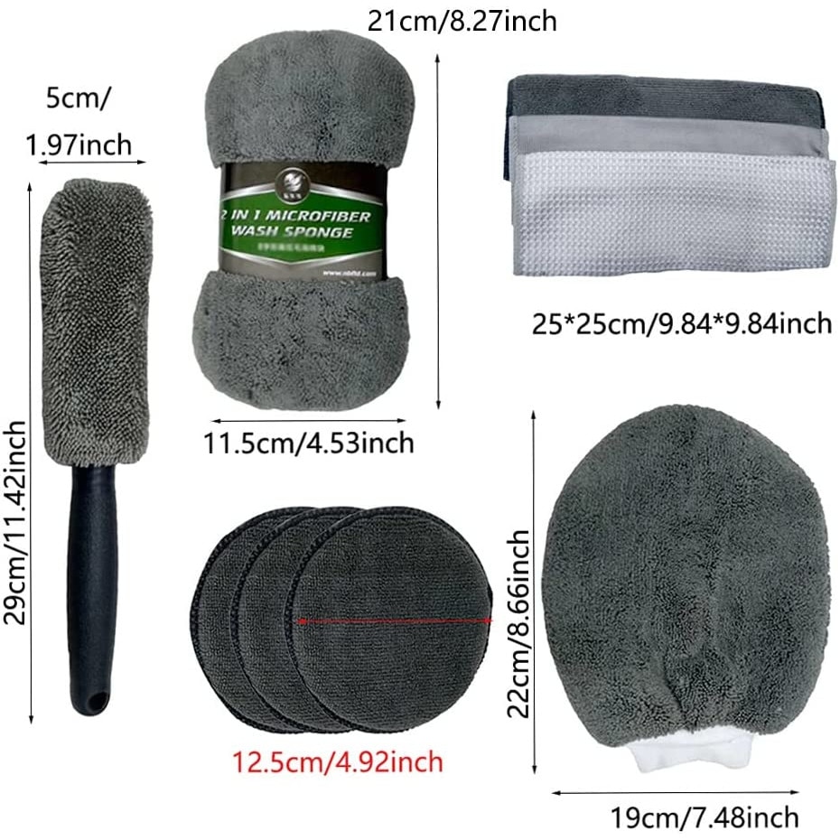 Kit Spalare si Curatare Auto si Moto, Darklove, 9 piese, Perii, Manusa ...