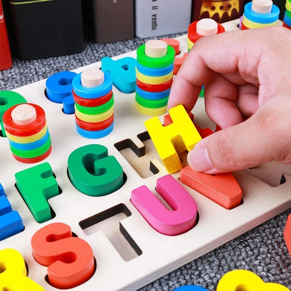 Set Puzzle Montessori, sa invatam Alfabetul si Cifrele 4 in 1, SARALMA ...