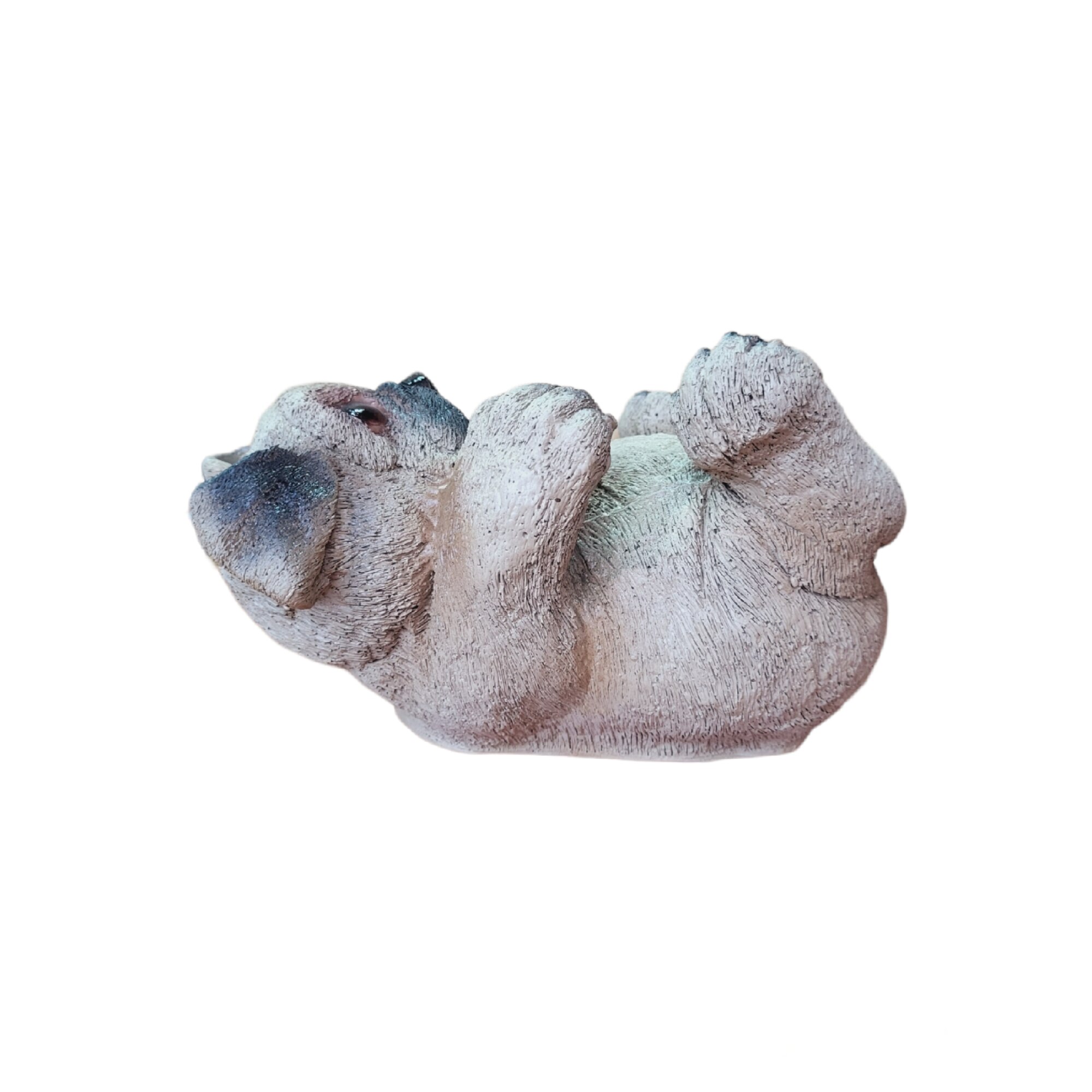 Figurina Caine Mops pe spate, polystone, pictata manual, 23 cm - eMAG.ro