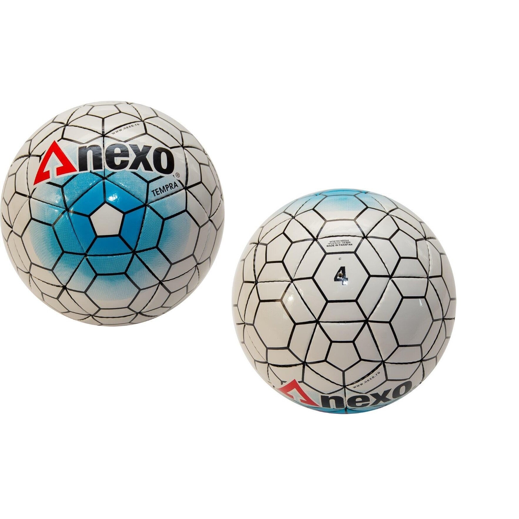 Minge fotbal NEXO Tempra alb/albastru, marimea 4 - eMAG.ro