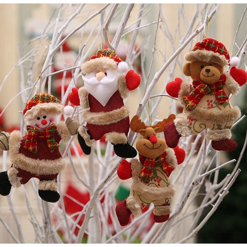 Set de 4 decoratiuni Craciun, 7x5 inch, Textil, Multicolor - eMAG.ro