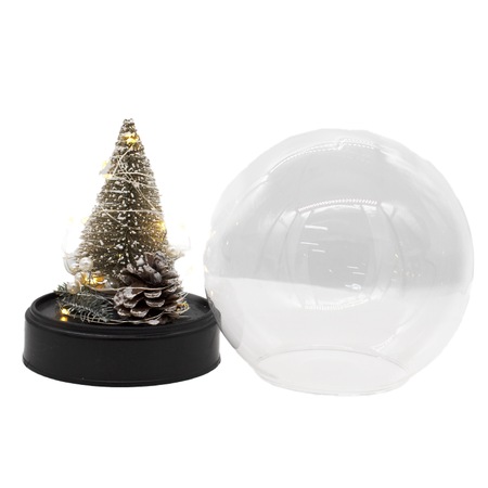 Decoratiune de Craciun in forma de bradut, in glob, cu luminite si con ...