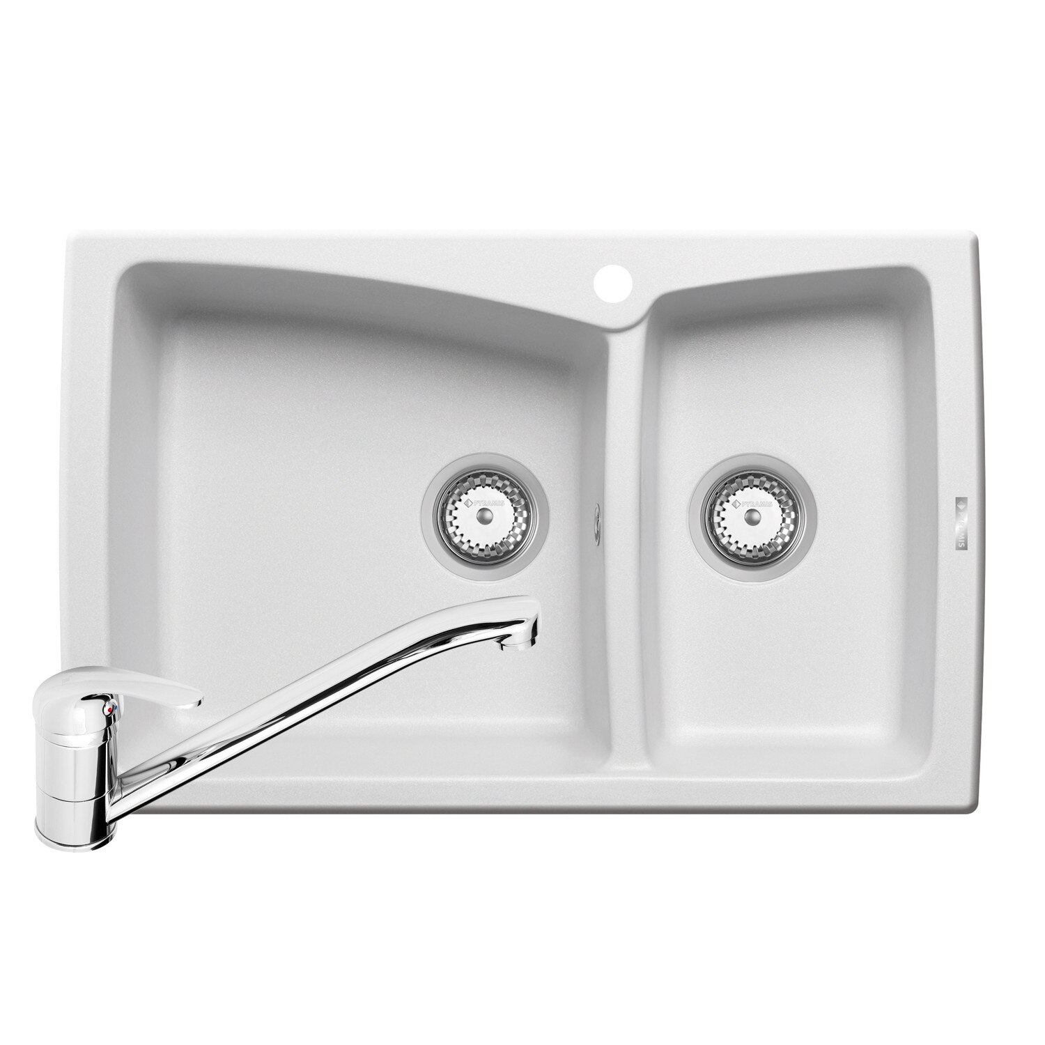 Pachet Pyramis chiuveta DELIA si baterie ASALIA, 2 cuve, 785x495mm ...