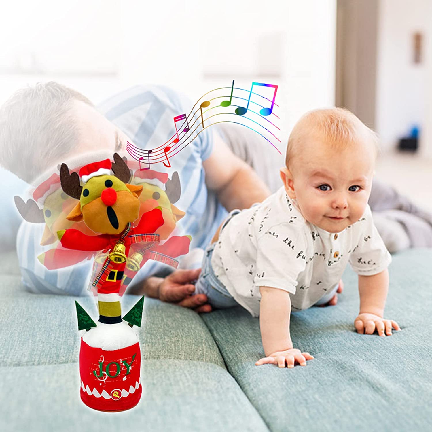 Jucarie De Plus Interactiva, Eliandeco ®, Renisorul Care Canta, Danseaza Si Imita, 35 cm, Rosu ...