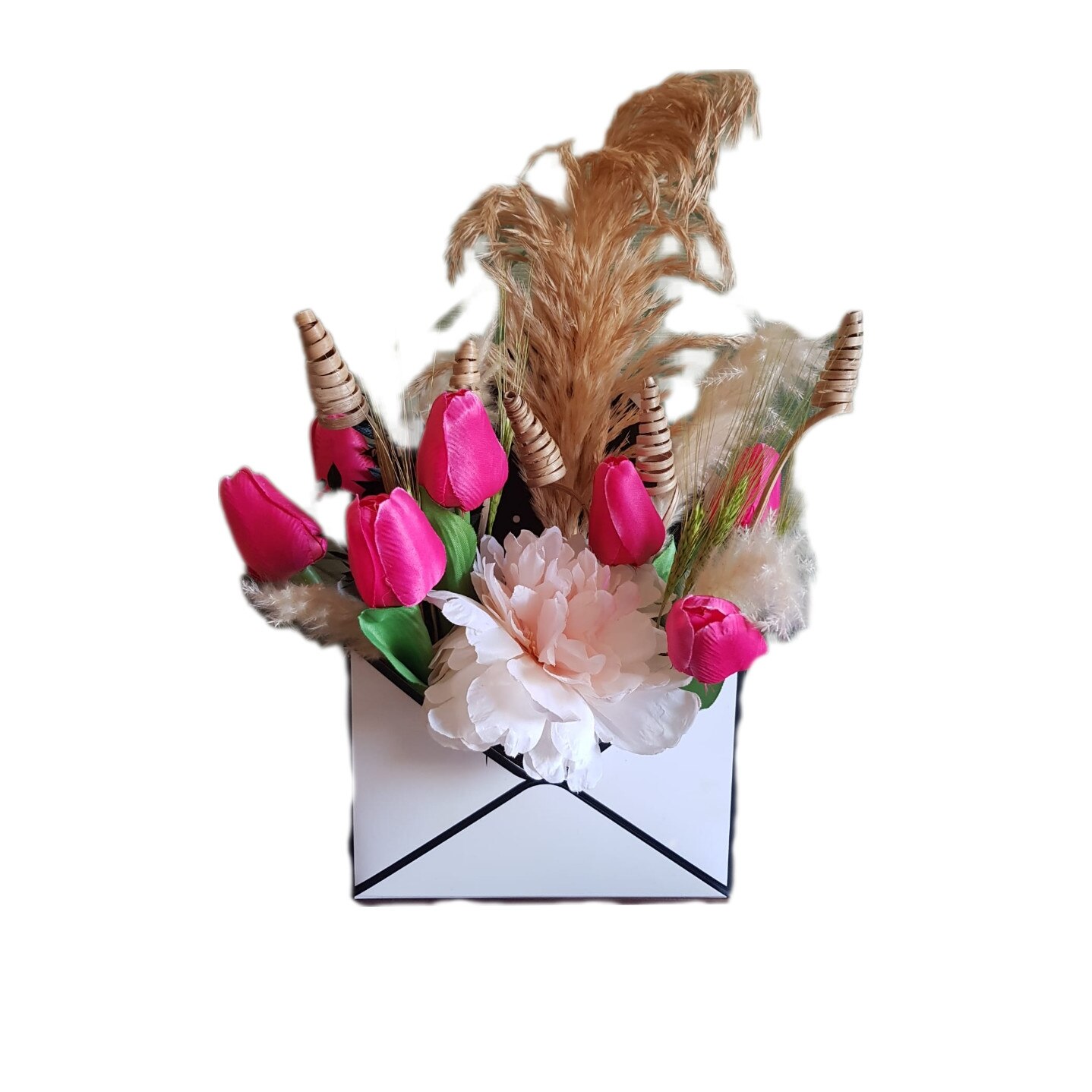 Aranjament floral, flori stabilizate uscate si artificiale, cane cone ...