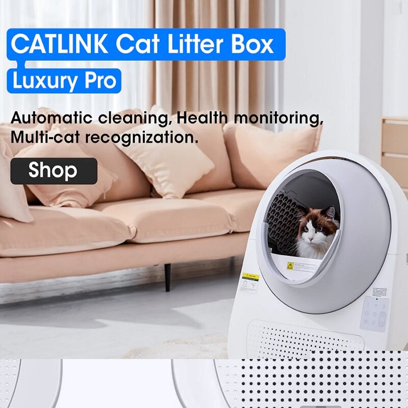 Litiera Smart CatLink Scooper Luxury Pro, Curatare automata, Senzor siguranta, Monitorizare ...