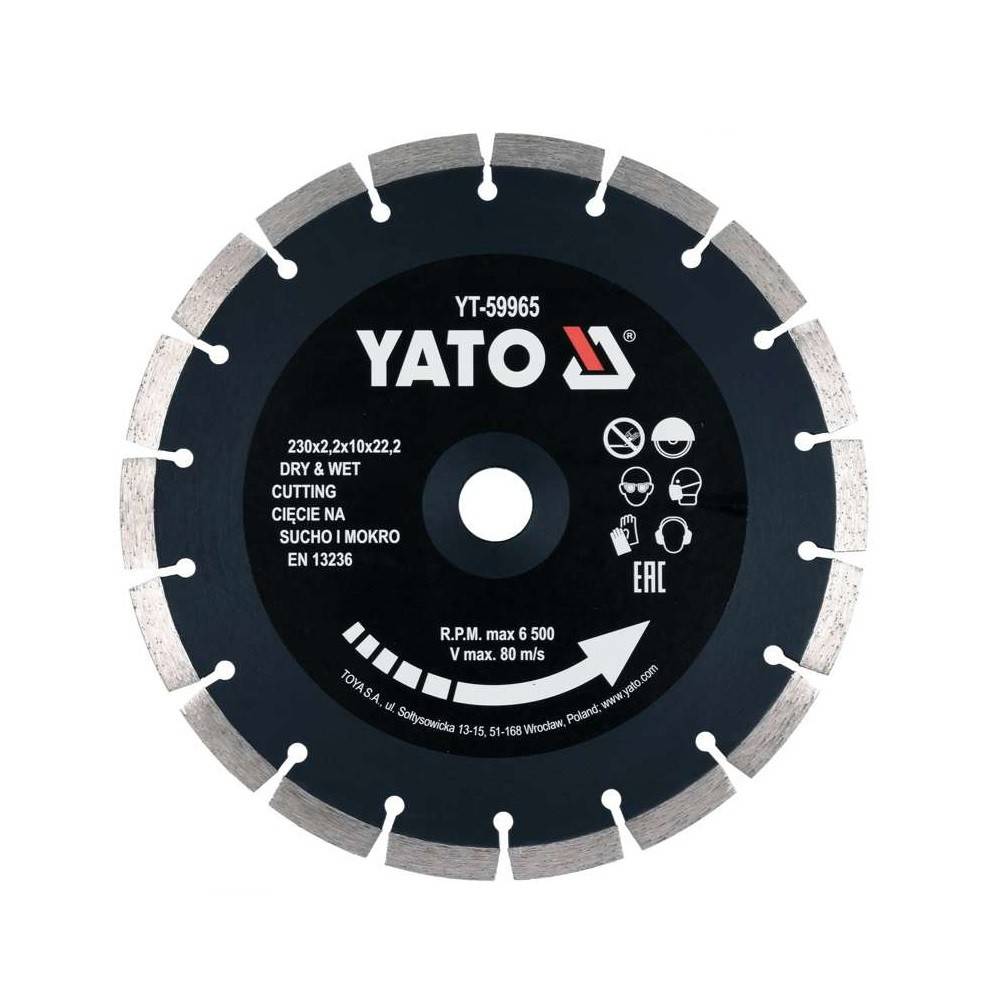 Disc diamantat Yato YT-59965, dimensiuni 230x22.2x2.2 mm - eMAG.ro