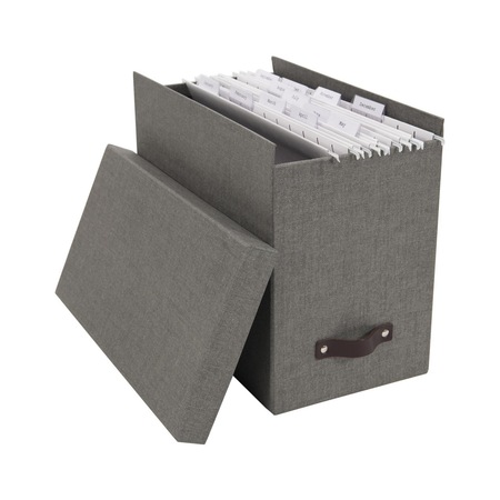Cutie organizare documente cu 8 fisiere, Gri, JOHAN, 18.5x35x26.5 cm ...