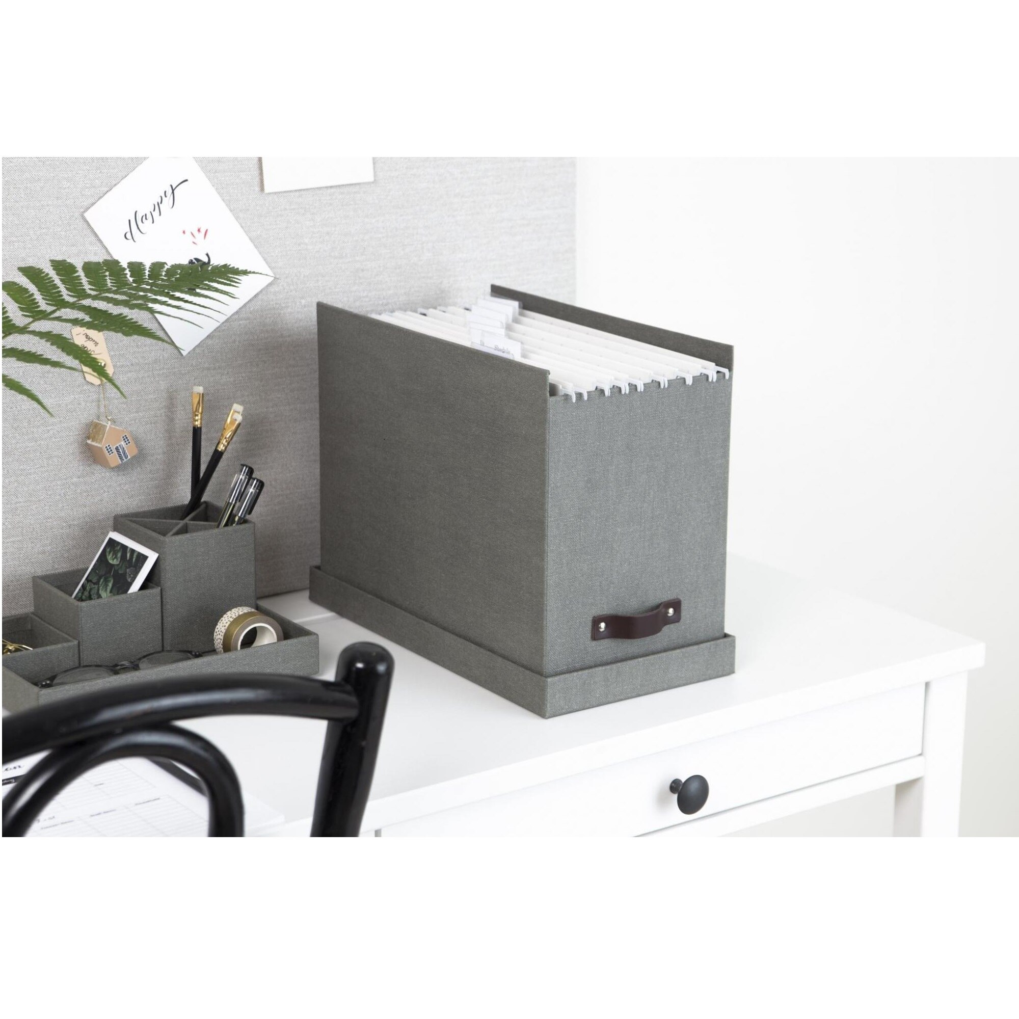 Cutie organizare documente cu 8 fisiere, Gri, JOHAN, 18.5x35x26.5 cm ...