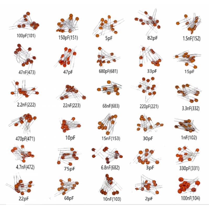 Set condensatori ceramici 300 bucati, 30 valori, 2pF...100nF - eMAG.ro
