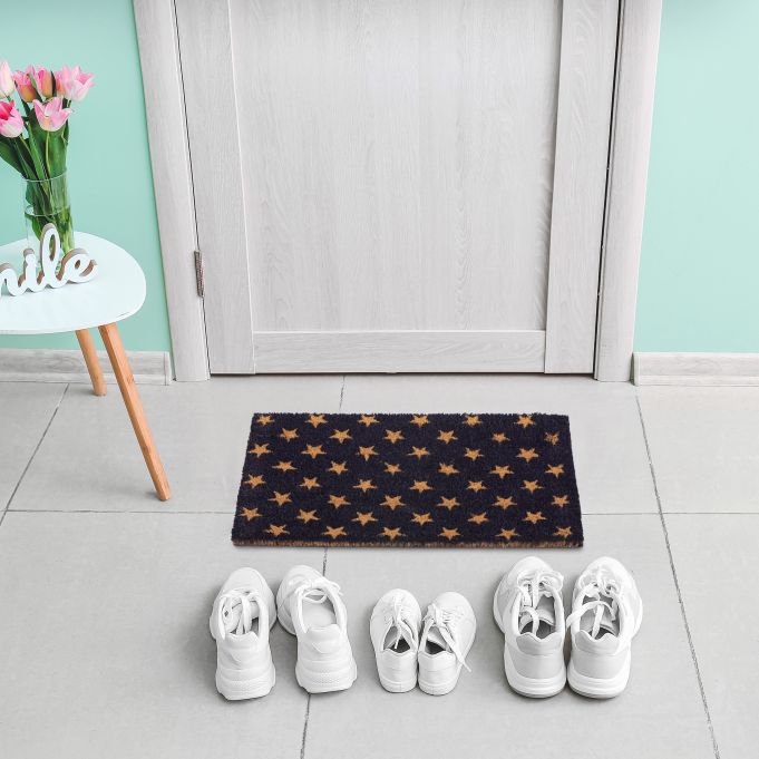 Covoras intrare Relaxdays, model-162, fibre de cocos, Albastru, 60 x 40 ...