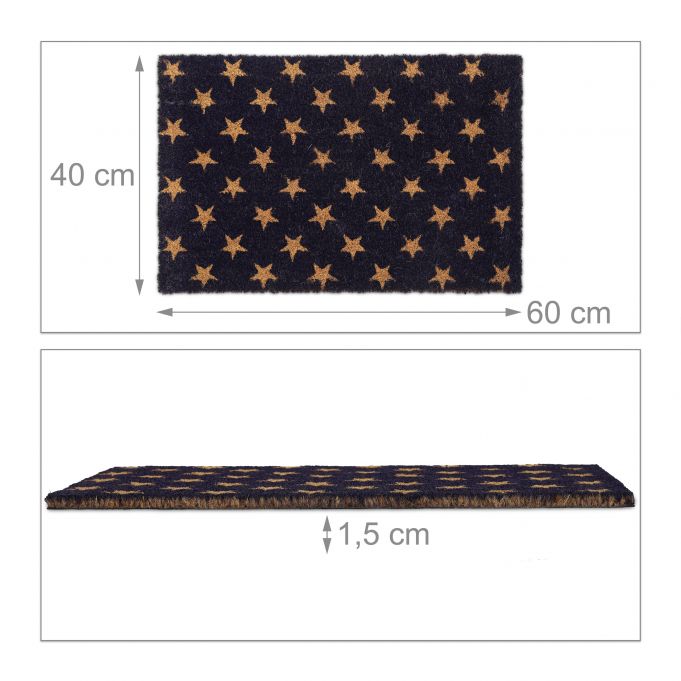 Covoras intrare Relaxdays, model-162, fibre de cocos, Albastru, 60 x 40 ...