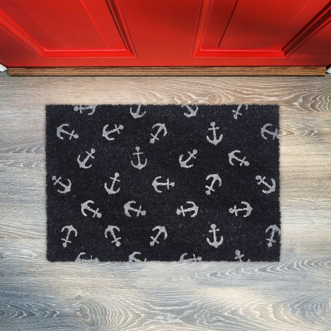 Covoras intrare Relaxdays, model-164, fibre de cocos, Albastru, 60 x 40 ...