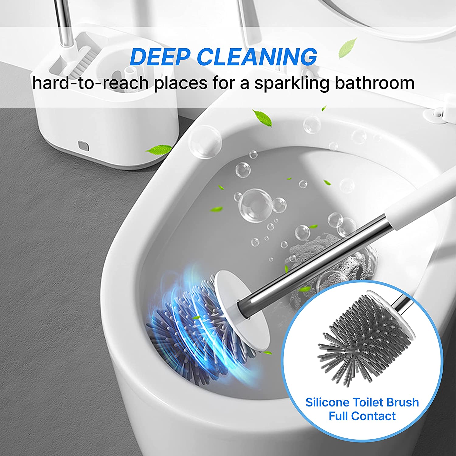 Set 2 Perie WC din silicon pentru toaleta, Darklove, Cap Flexibil ...