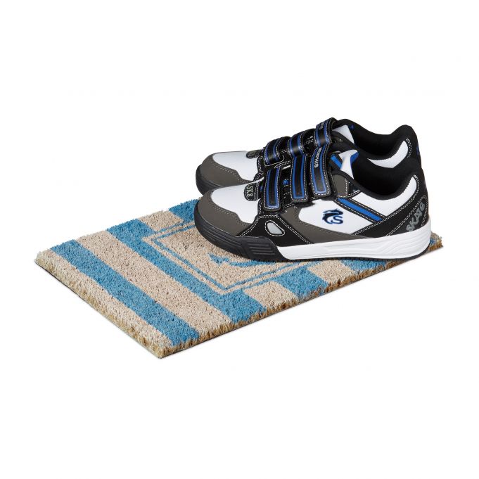 Covoras intrare Relaxdays, model-334, fibre de cocos, Crem/Albastru, 40 ...
