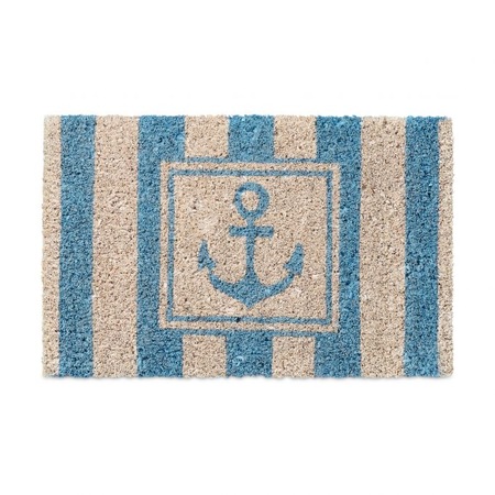 Covoras intrare Relaxdays, model-334, fibre de cocos, Crem/Albastru, 40 ...