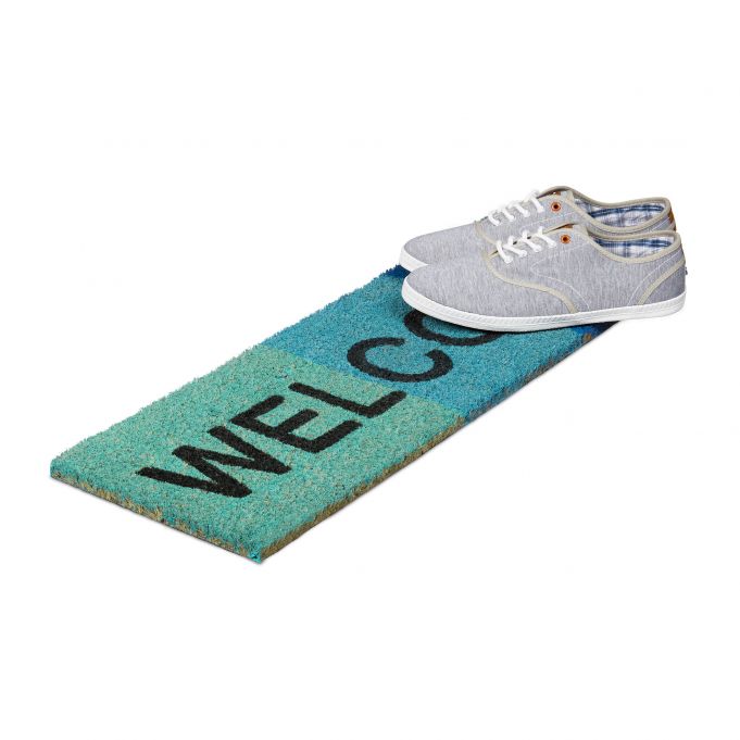 Covoras intrare Relaxdays, model-45, fibre de cocos, Albastru, 75 x 25 ...