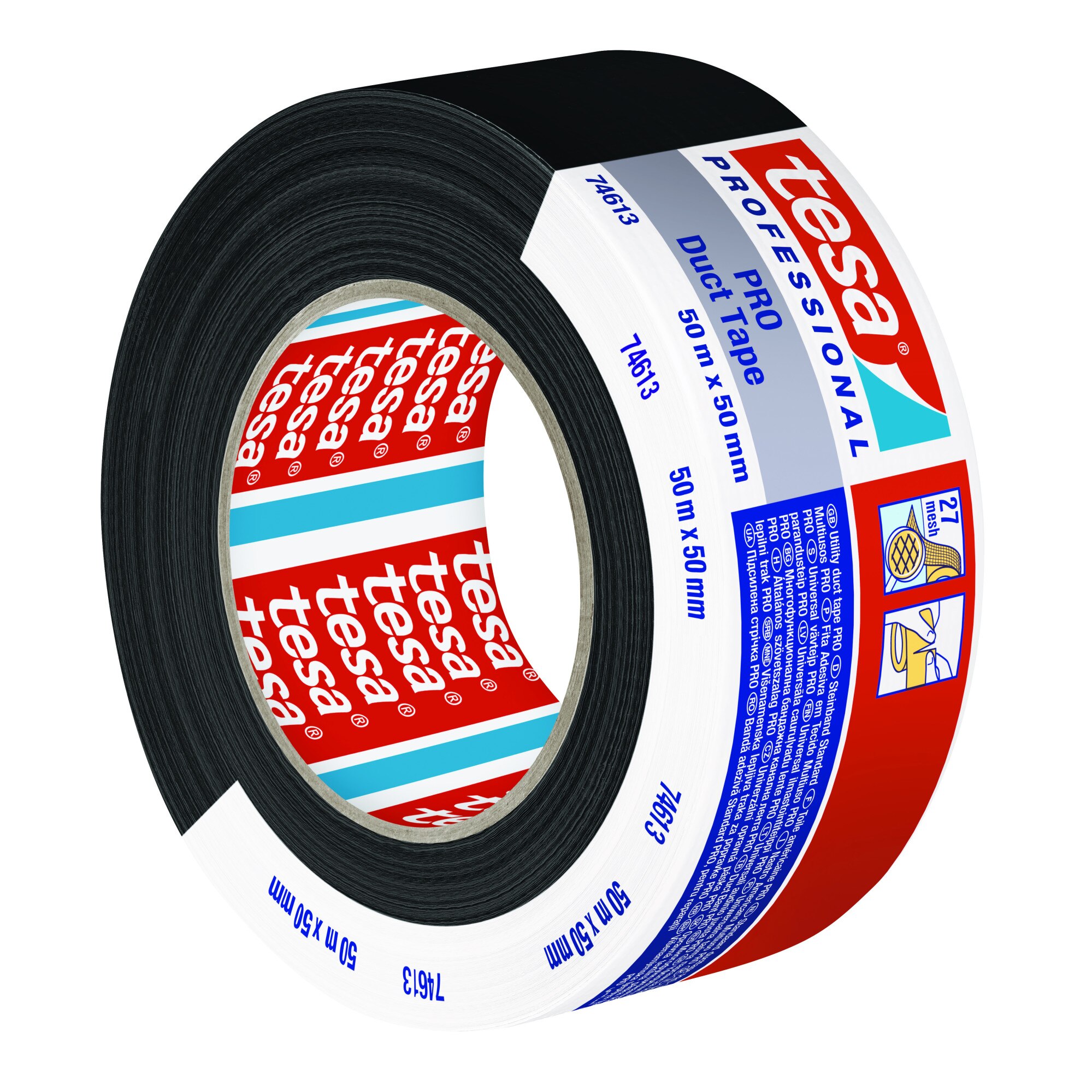 Banda adeziva duct tape tesa® PRO 74613, 50m x 50mm, negru - eMAG.ro